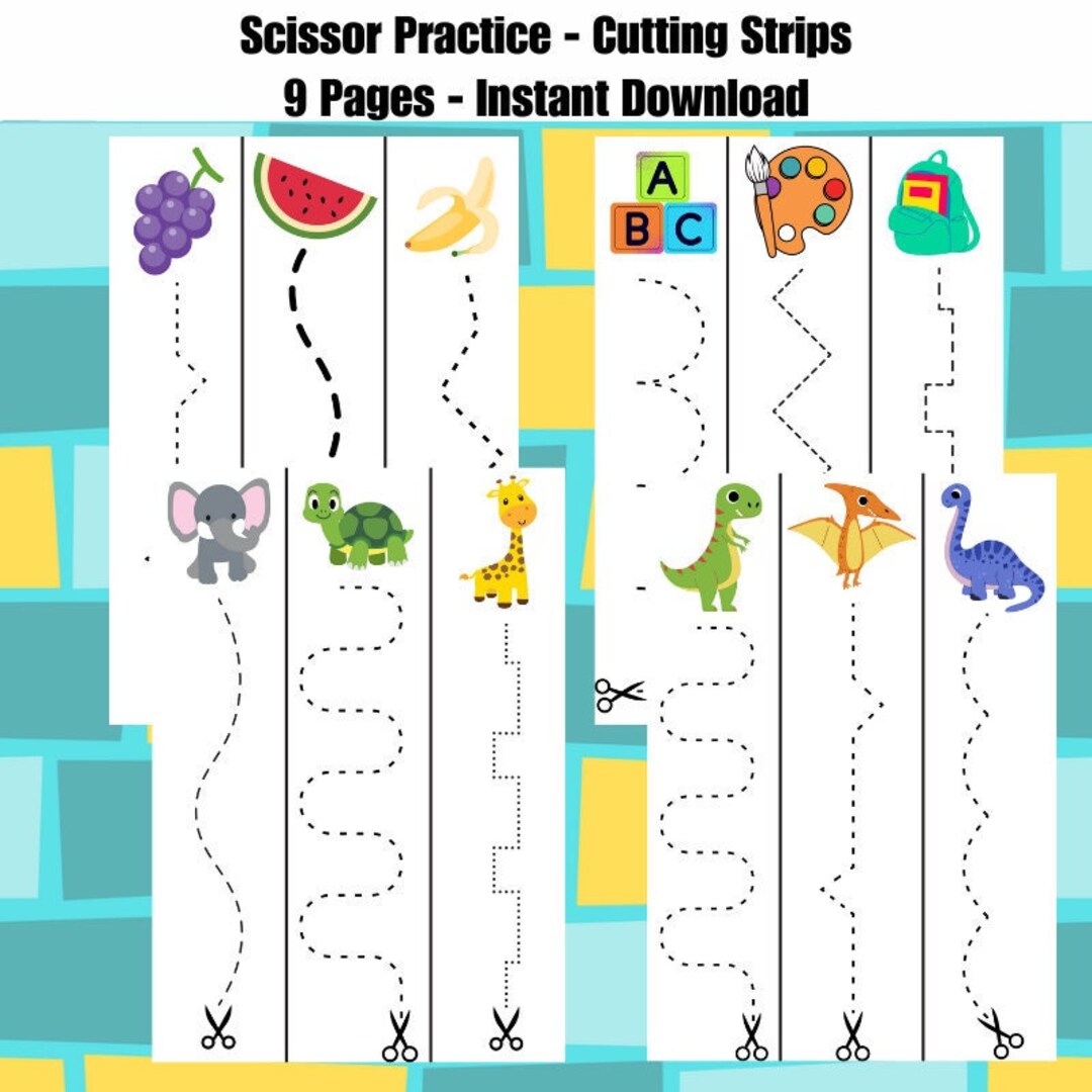 Scissor Cutting Practice Cutting Strip Worksheet for Kid Scissor ...