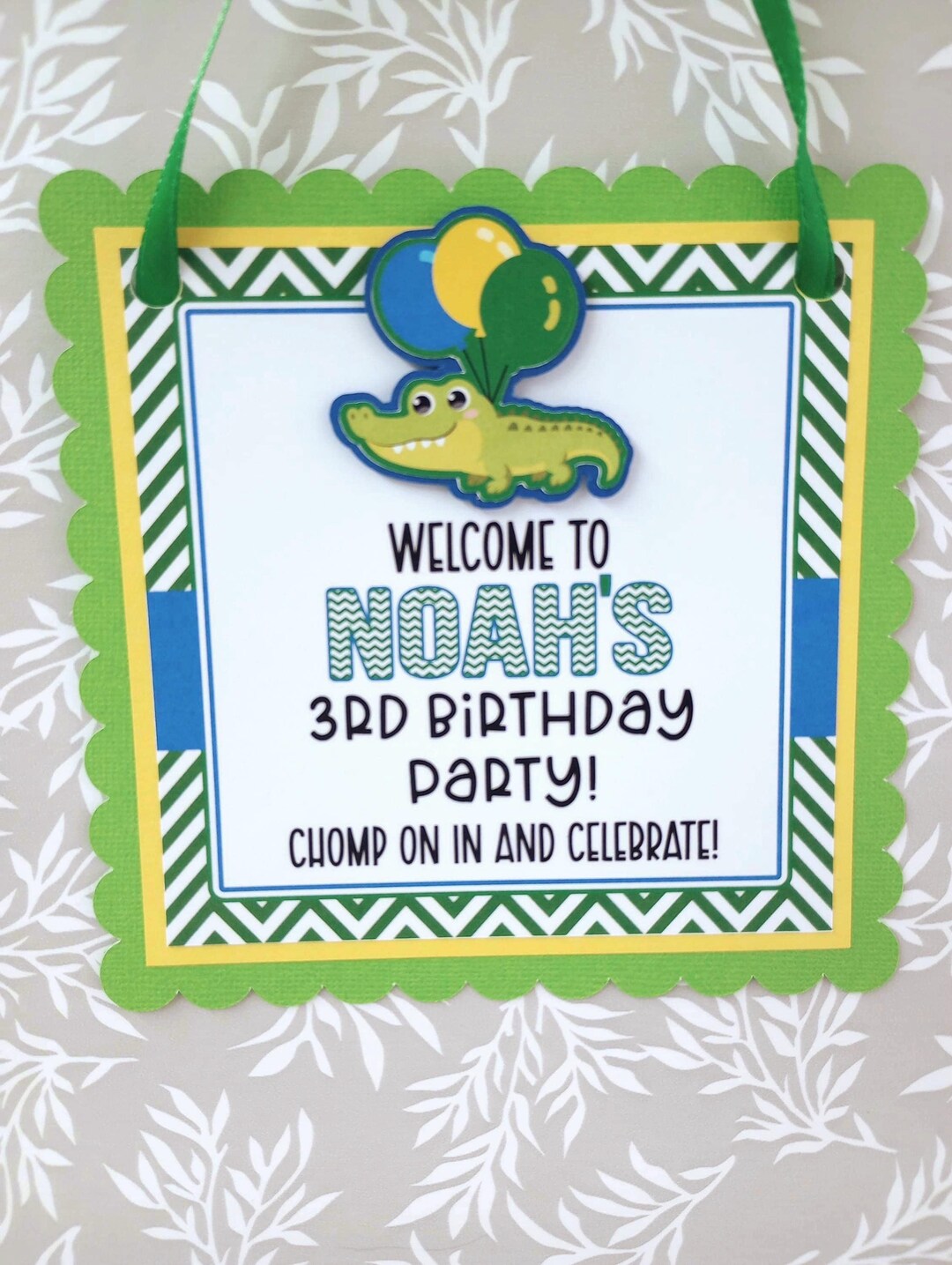 Cute Alligator Door Sign Birthday Party Welcome Sign for Boys Alligator ...