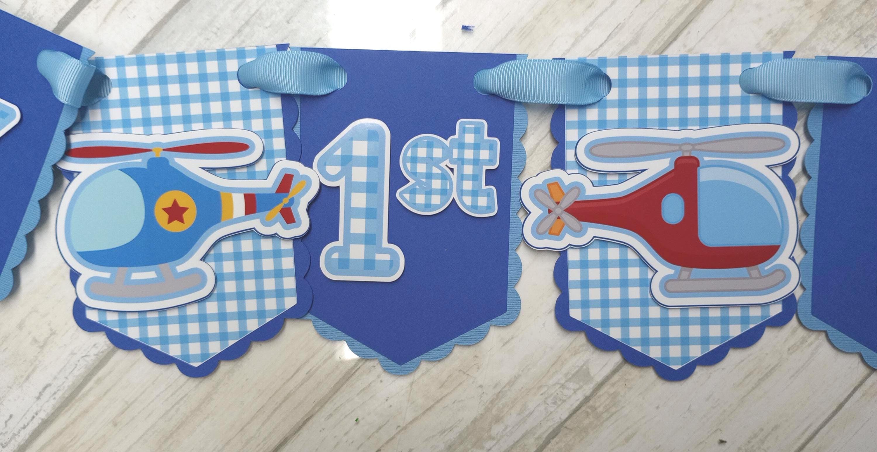 Helicopter Banner Birthday Party Aviation Themed Party Helicopter ...