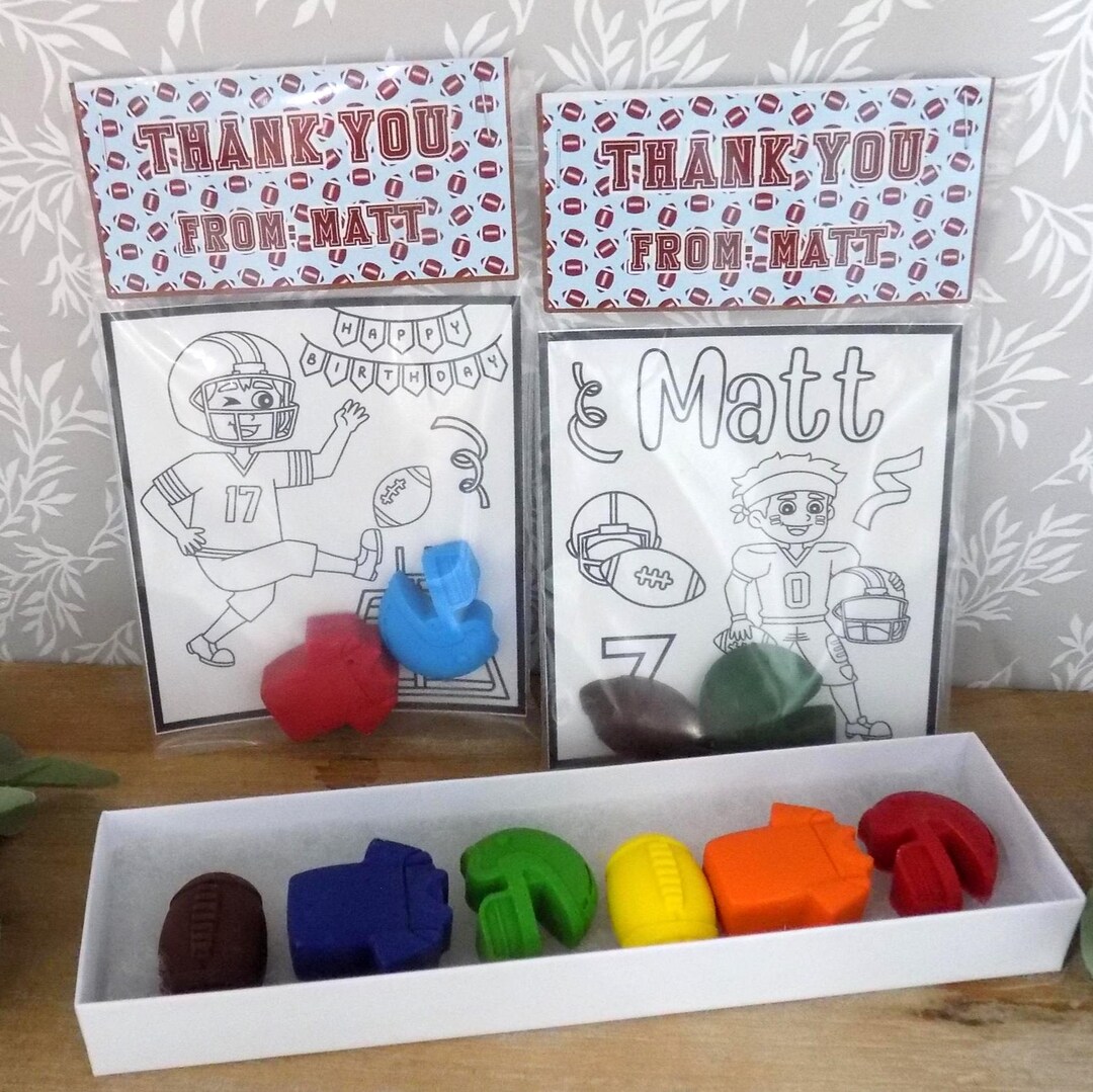 Personalized Football Coloring Pages With Crayons Birthday Party Favors ...