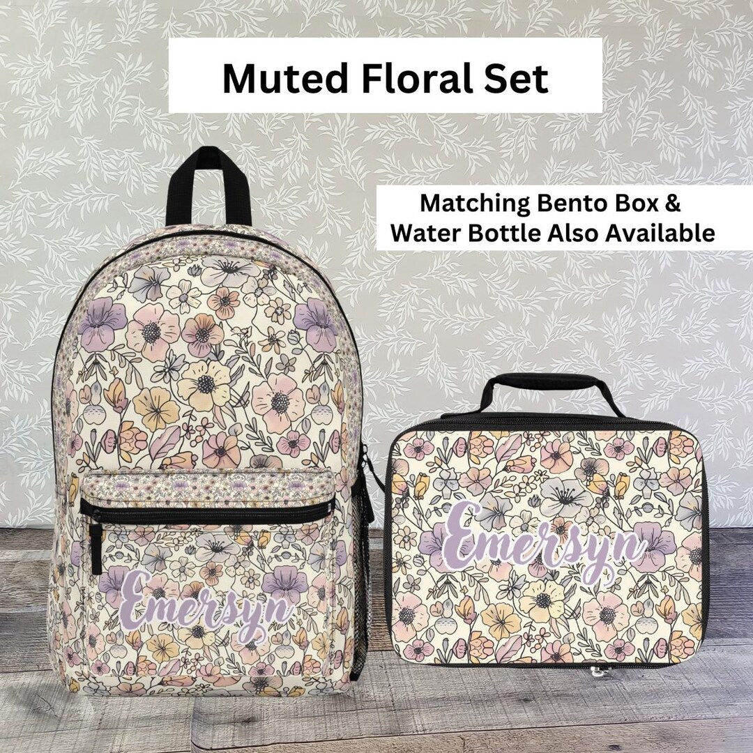Flower Backpack and Lunchbox Set Matching Backpack With Name Custom ...