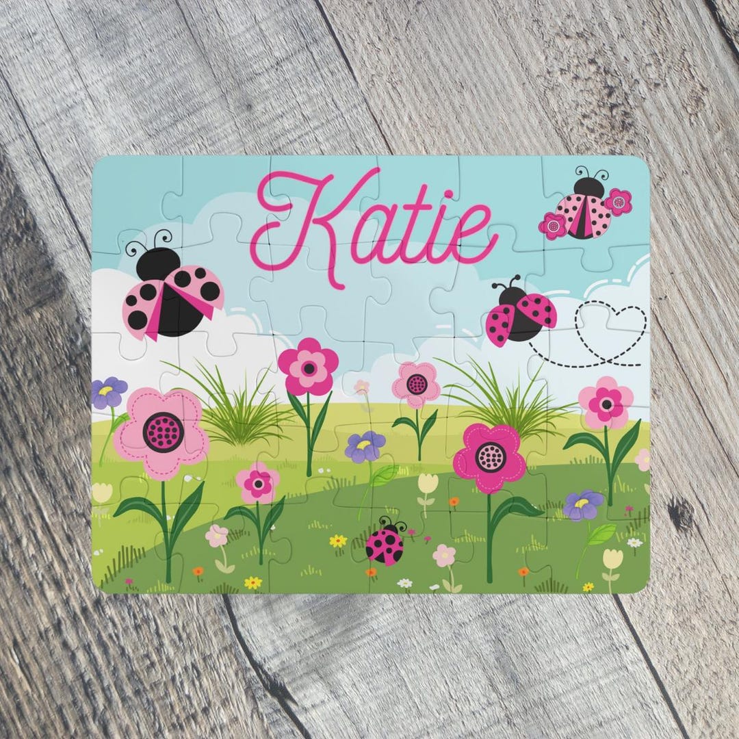 Custom Pink Ladybug Puzzle for Girls Name Puzzle Child Personalized ...