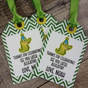 Cute Alligator Birthday Party Favor Tags Personalized Crocodile Thank ...