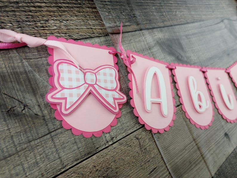Custom Coquette Bow Scalloped Banners Layered Cardstock Name Birthday ...