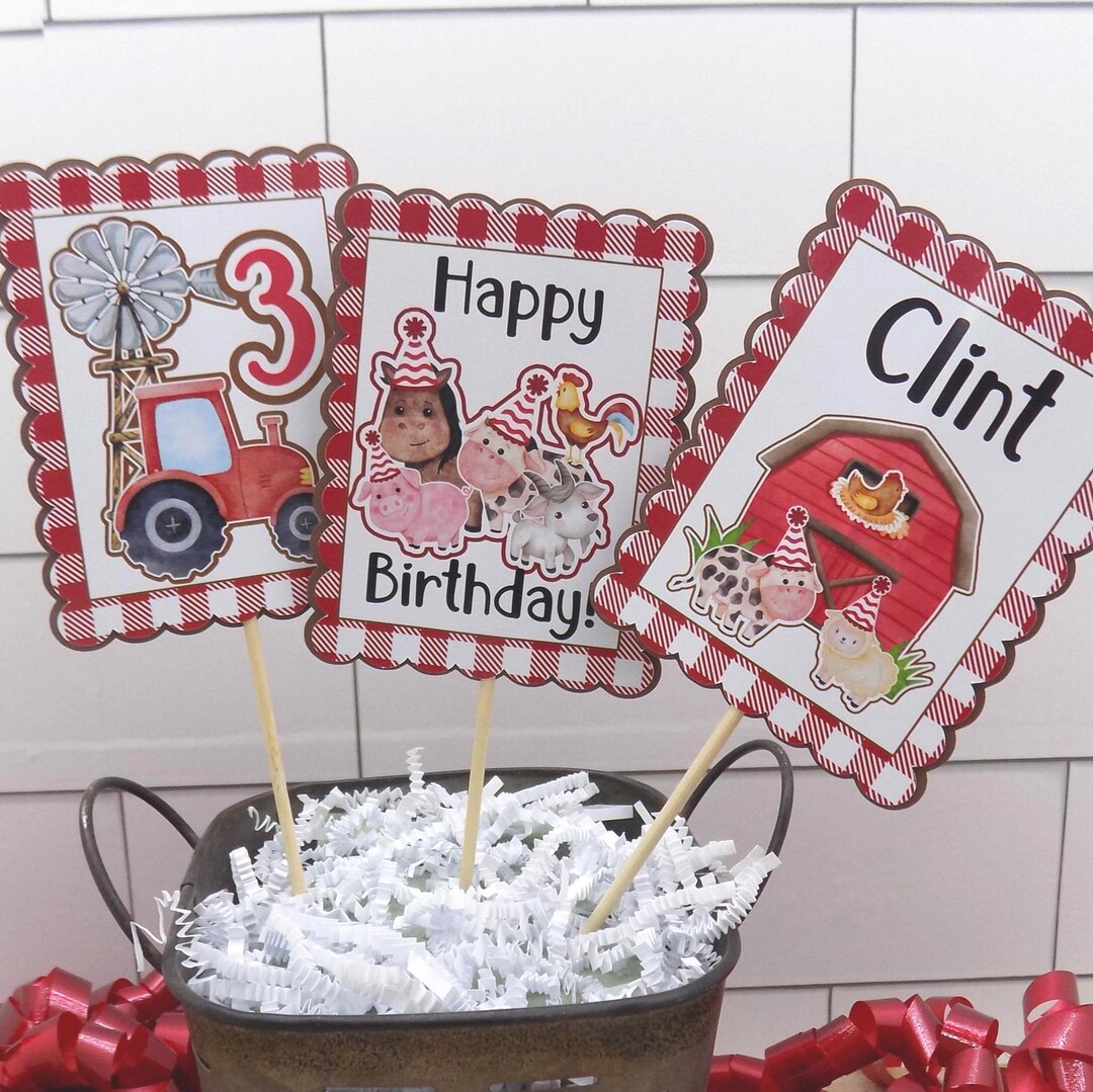 Custom Farm Party Decor Farm Party Centerpieces Kids Boys Toddler ...
