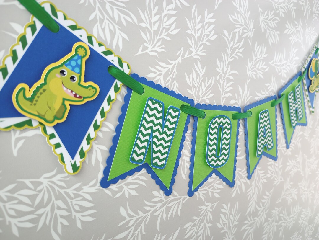 Cute Alligator Banner Crocodile Birthday Decor Custom Handmade Paper ...