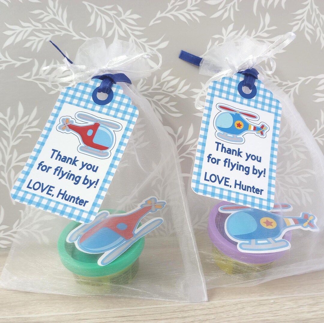Cute Helicopter Birthday Personalized Thank You Tags Aviation Themed ...