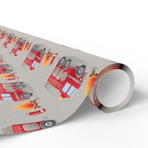 Firetruck Wrapping Paper Birthday Gift Wrap Firetruck Theme Paper ...