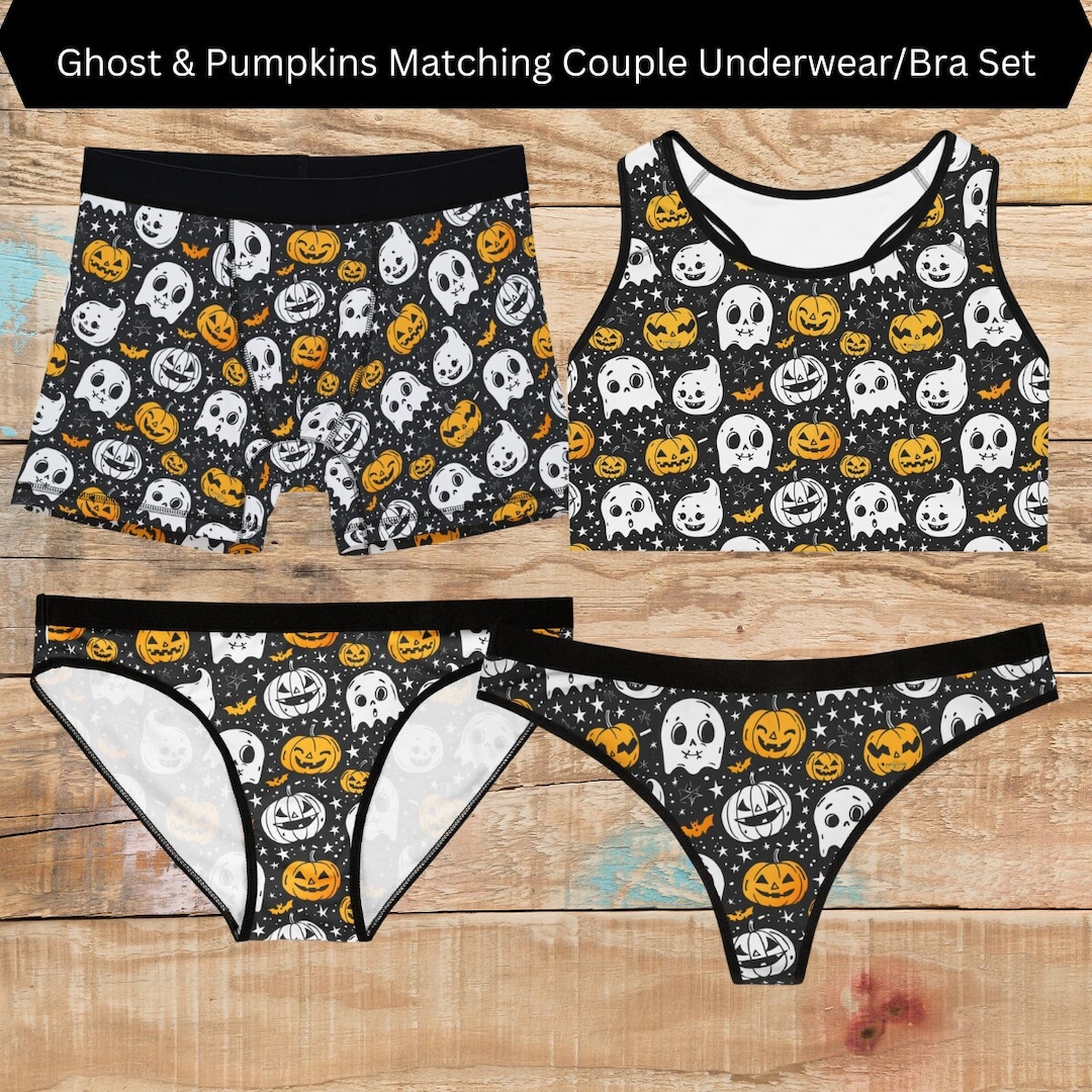 Couples Matching Underwear Set Halloween Boxers Racerback Sports Bra ...