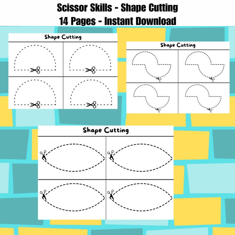 Cutting Practice Scissor Skill Worksheet for Homeschool Printable Shape ...
