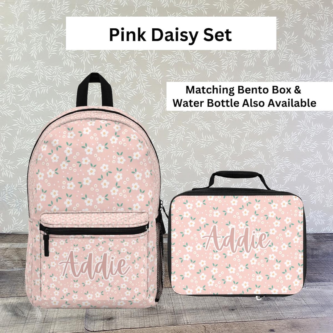 Pink Daisy Backpack and Lunchbox Set Matching Backpack With Name Custom ...
