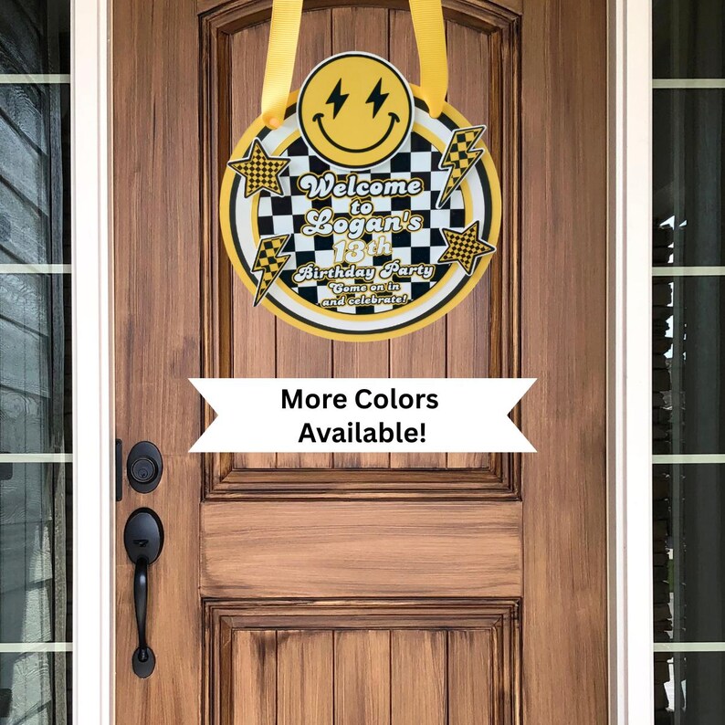 Checkered Smiley Face Party Welcome Sign Smiley Face Birthday ...