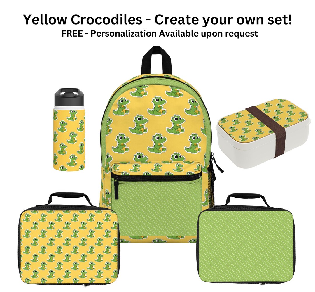 Crocodile Backpack for Kids Kindergarten Bookbag Custom Alligator Lunch ...