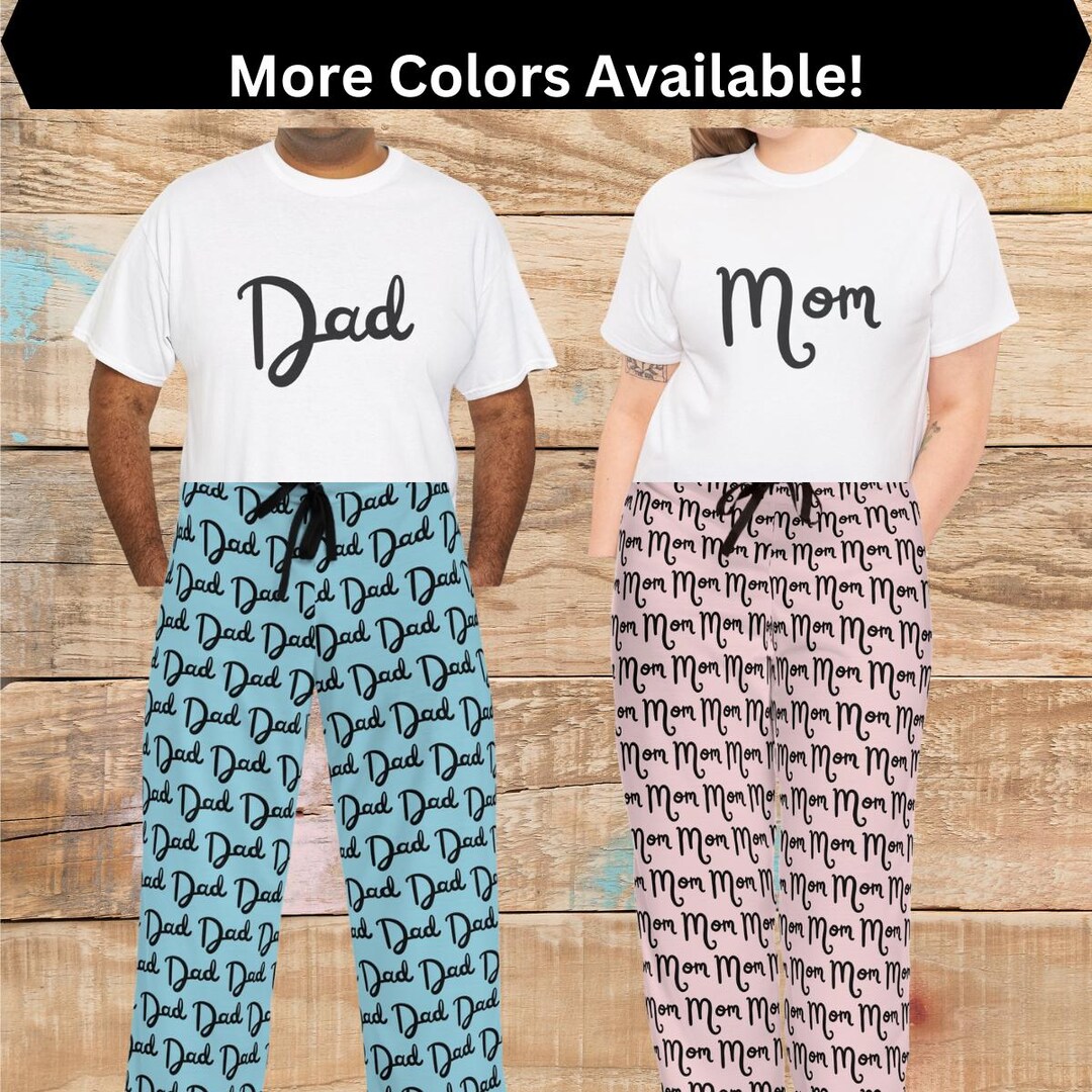 Mom and Dad Matching Pjs Pants Men Long Sleeve Pajama Mom and Dad Gift ...