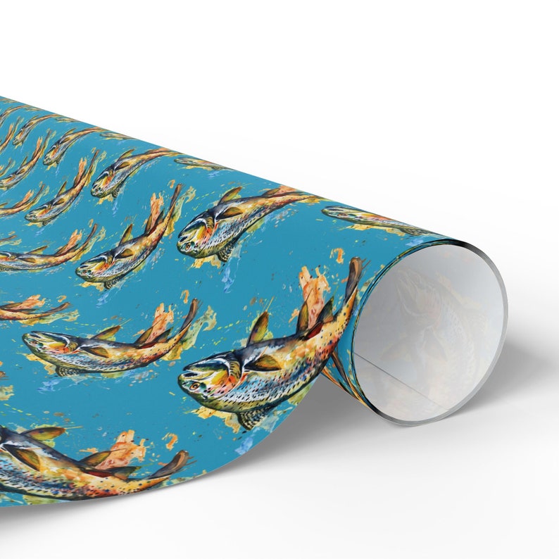 Watercolor Trout Fish Wrapping Paper Rolls Thick High Quality Fishing ...