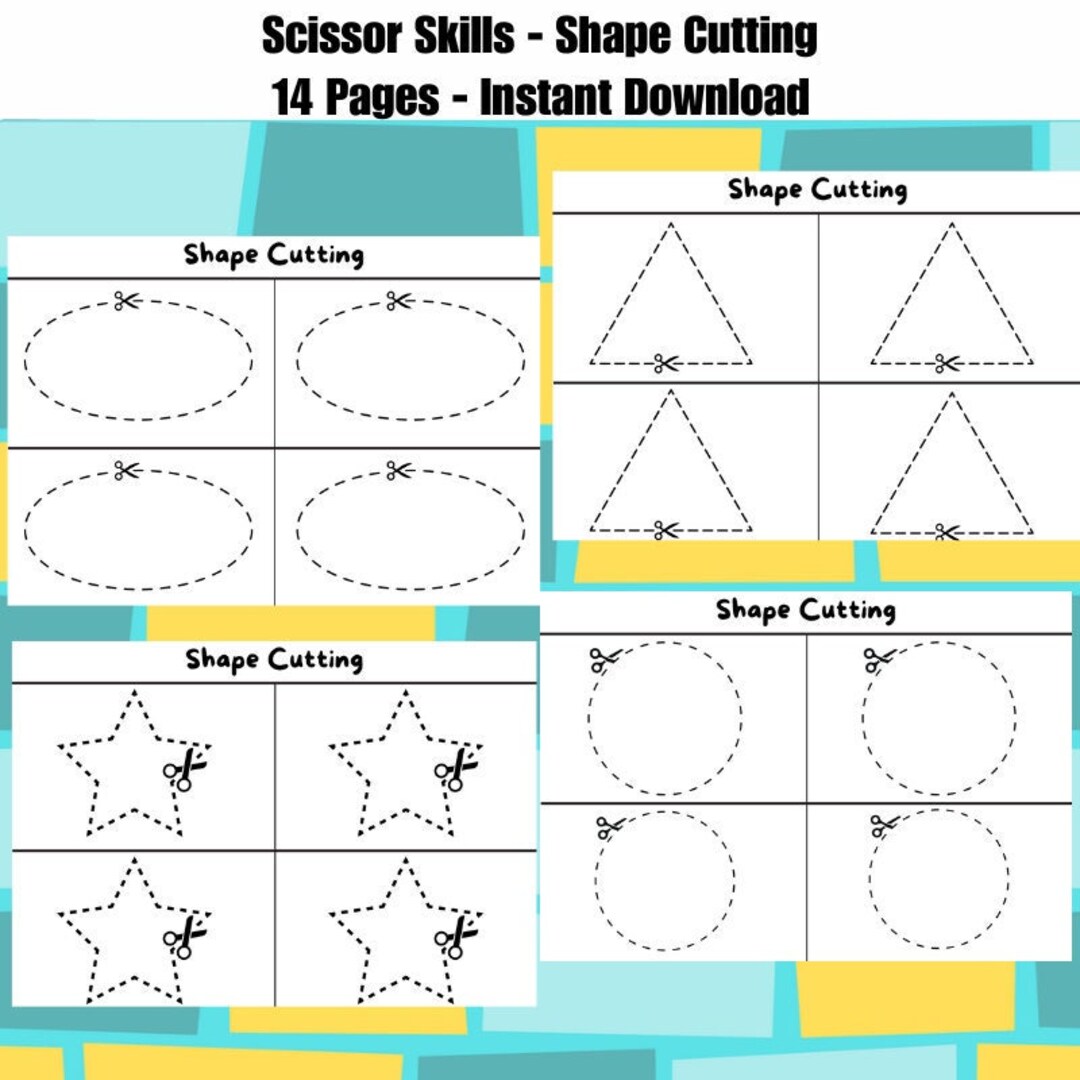 Cutting Practice Scissor Skill Worksheet for Homeschool Printable Shape ...