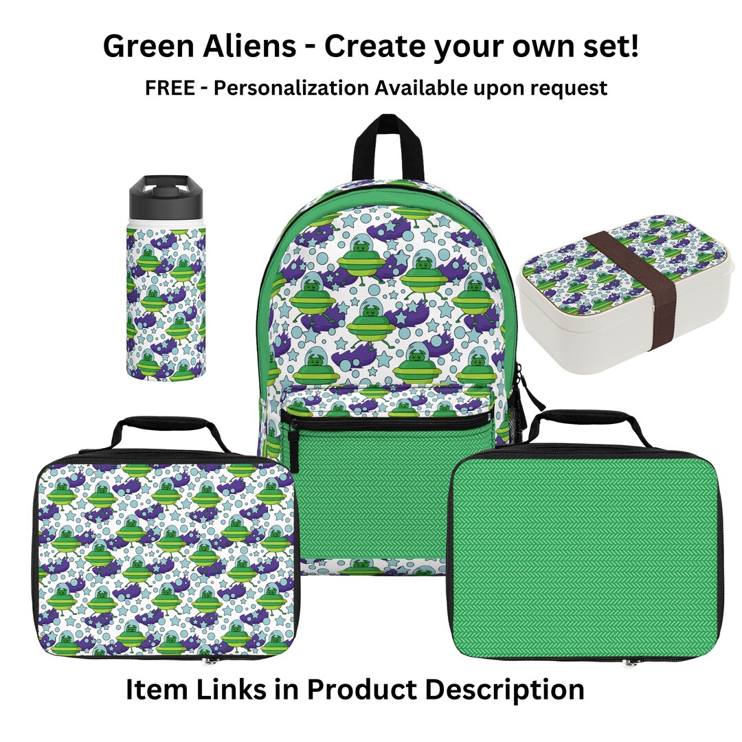 Green Aliens BENTO Lunch Box Microwave Safe Bento Box for Kids Double ...