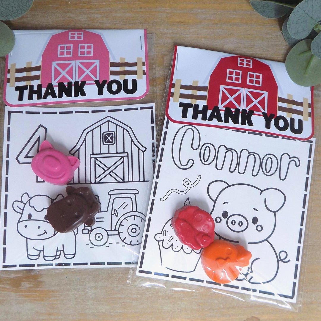 Custom Farm Coloring Pages With Crayons Farm Birthday Party Favors ...