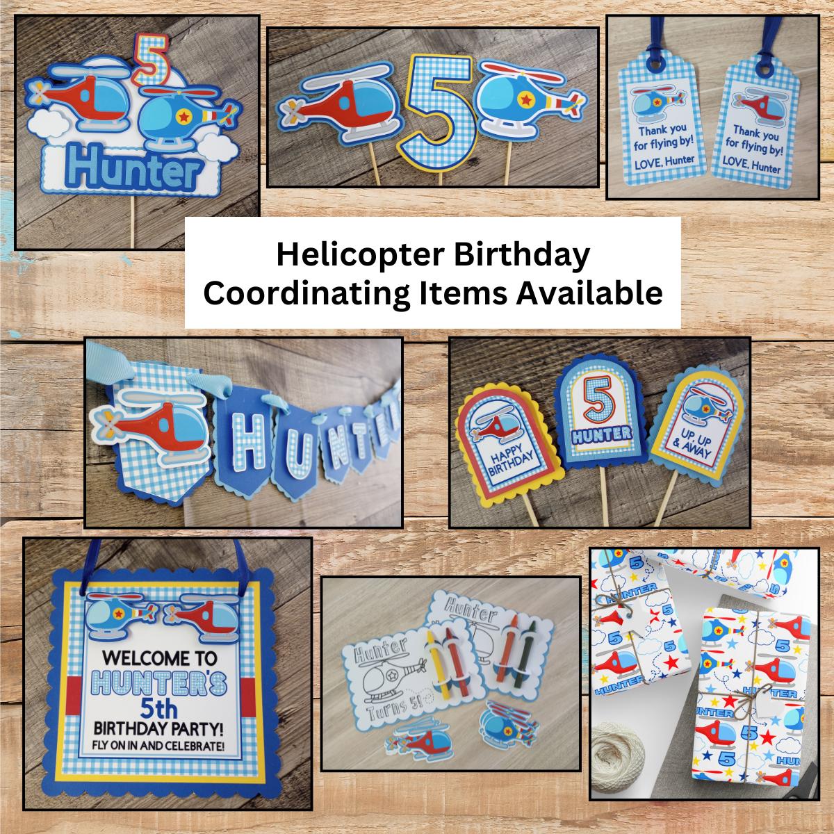 Helicopter Banner Birthday Party Aviation Themed Party Helicopter ...