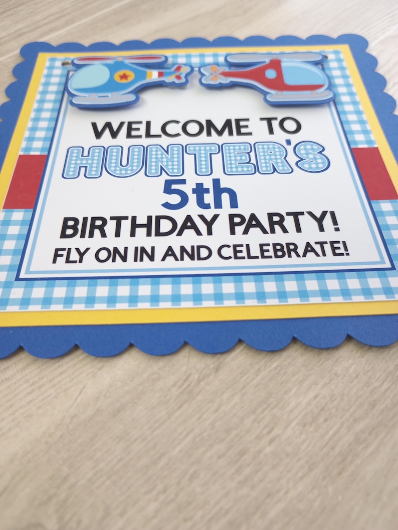 Helicopter Birthday Party Welcome Sign Aviation Themed Helicopter Door ...