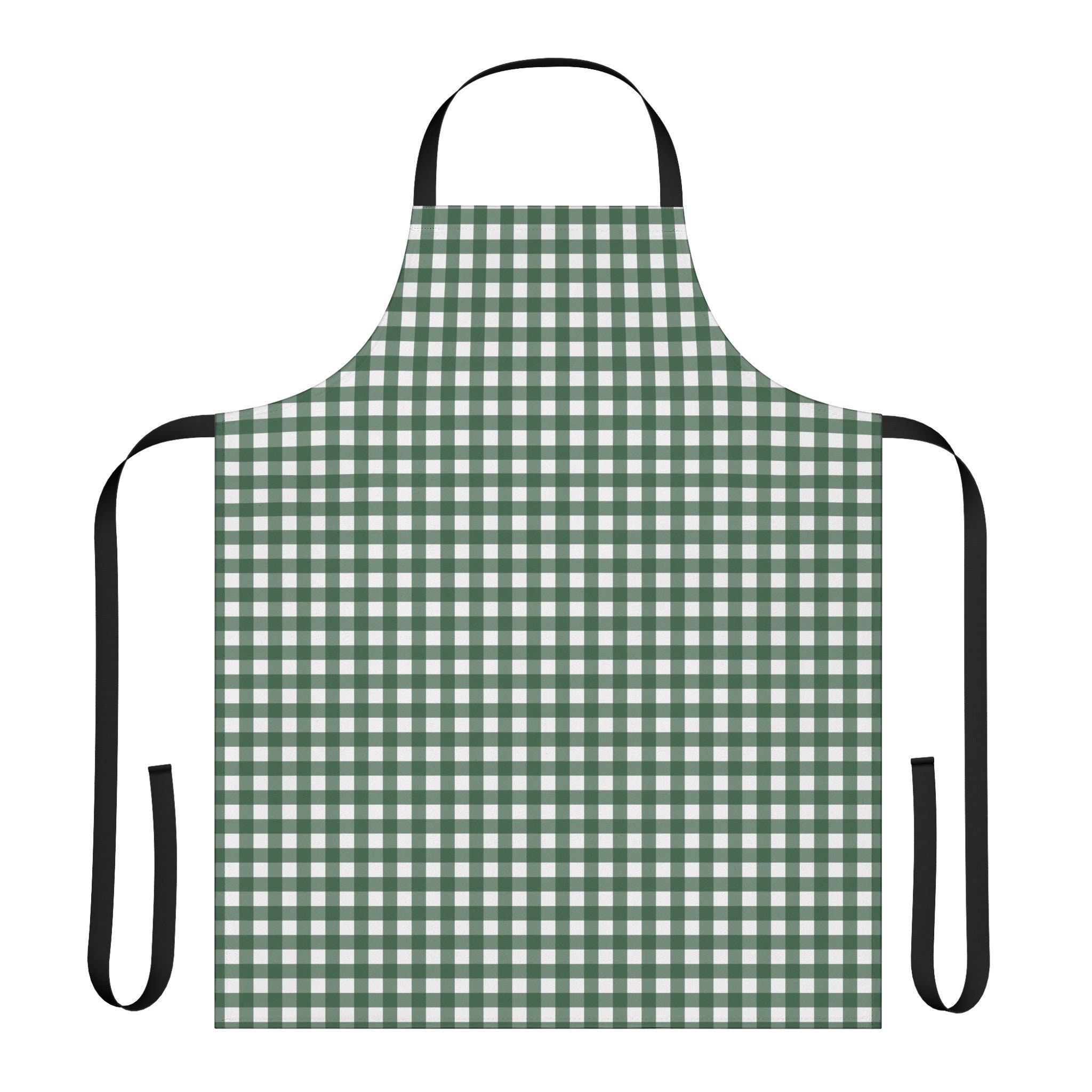 Olive Green Gingham Apron Retro Work Adult Grooming Apron Restaurant ...