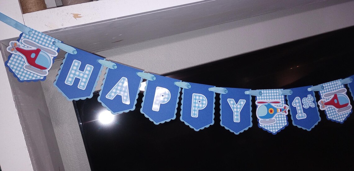 Helicopter Banner Birthday Party Aviation Themed Party Helicopter ...