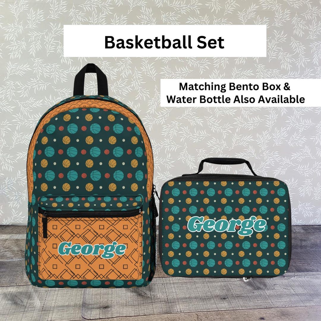 Basketball Backpack for Kids Kindergarten Bookbag and Lunch Box Set ...