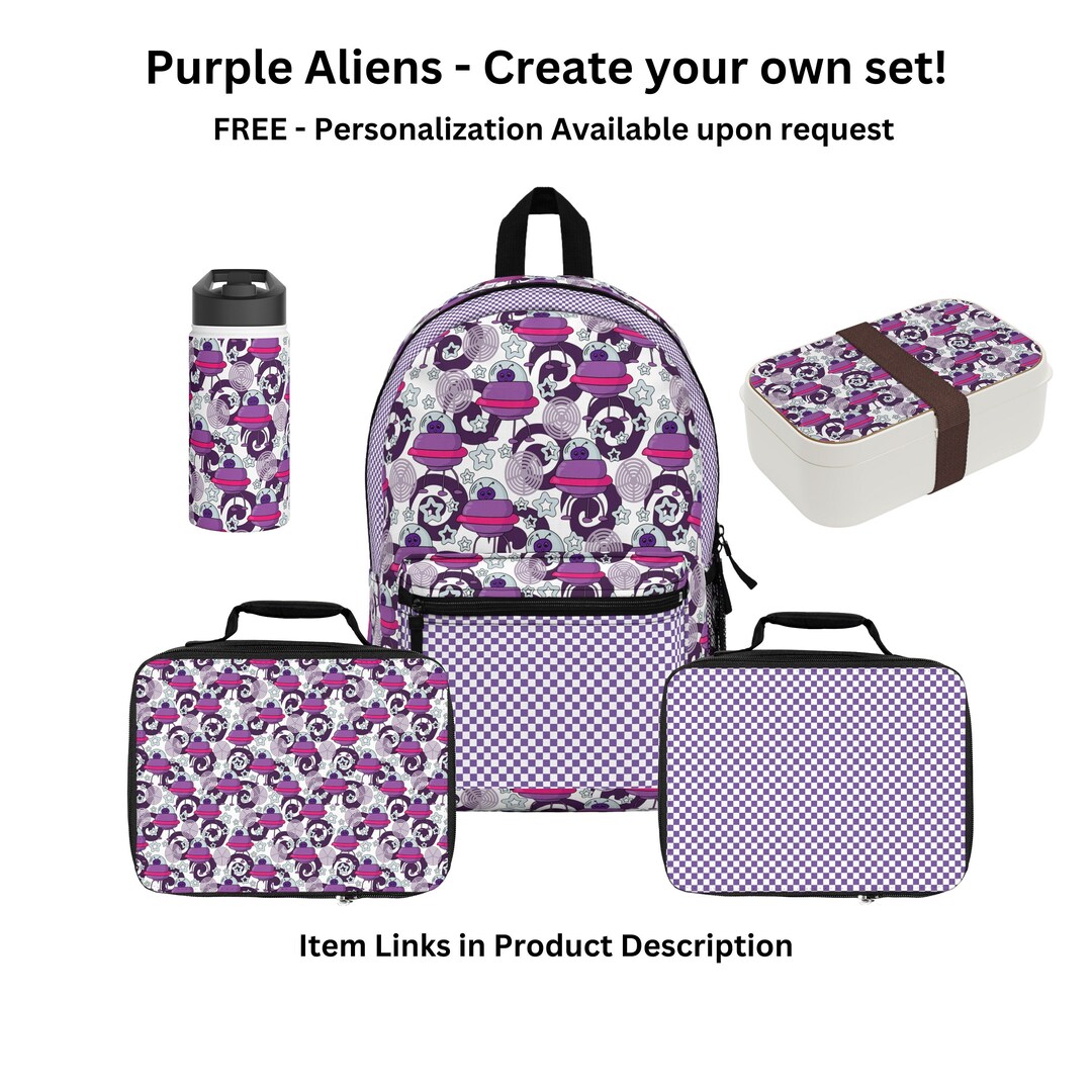 Purple Checkered LUNCH BOX Teens Child Lunch Bag Kindergarten Lunch ...
