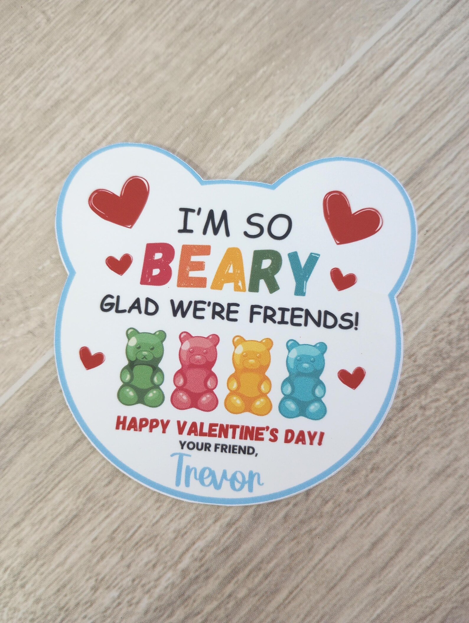 Gummy Bear Sticker for Valentine Exchange Favor Classmates Vday Teddy ...