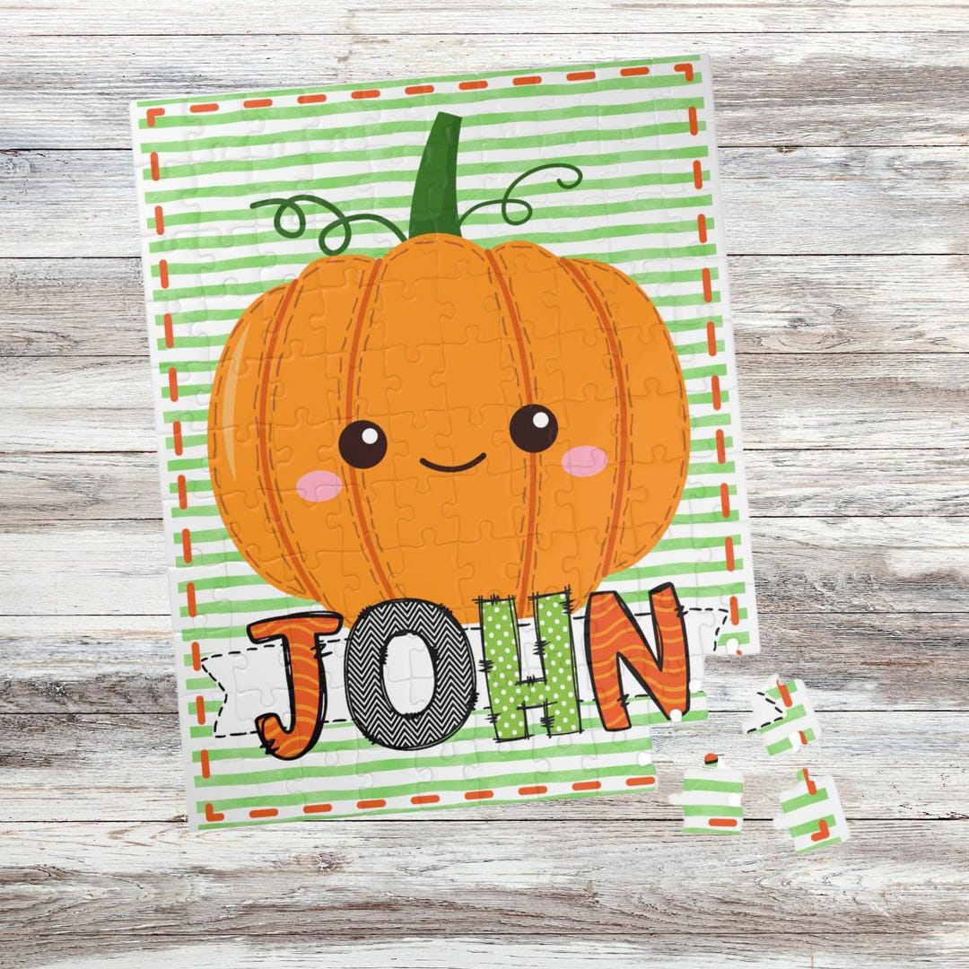 Custom Pumpkin Halloween Puzzle for Kids Name Puzzle Cardboard Editable ...