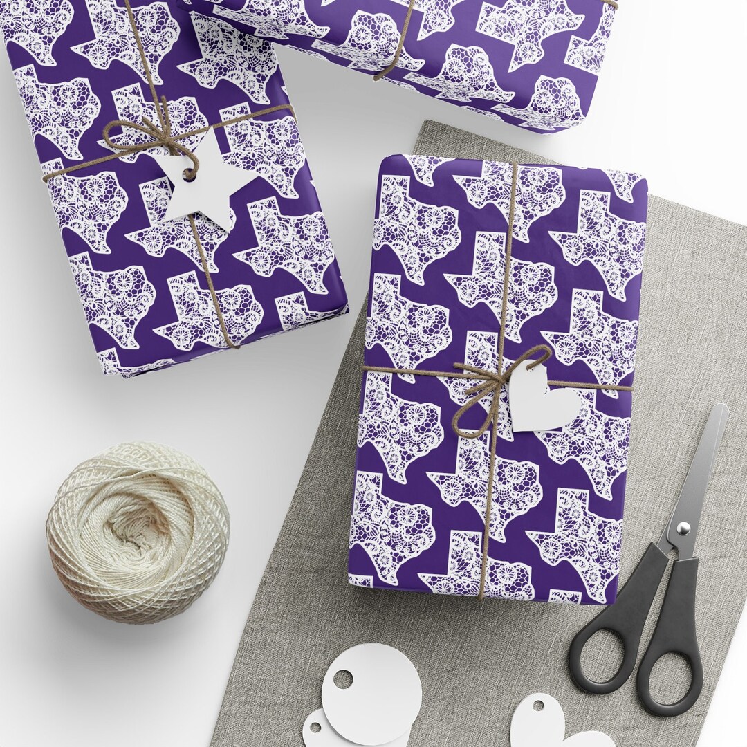 Purple White Lace Texas Wrapping Paper Roll for Women Texas Gift Wrap ...