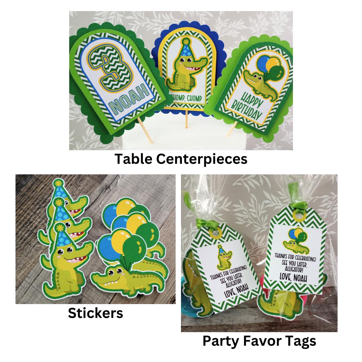 Cute Alligator Birthday Party Favor Tags Personalized Crocodile Thank ...