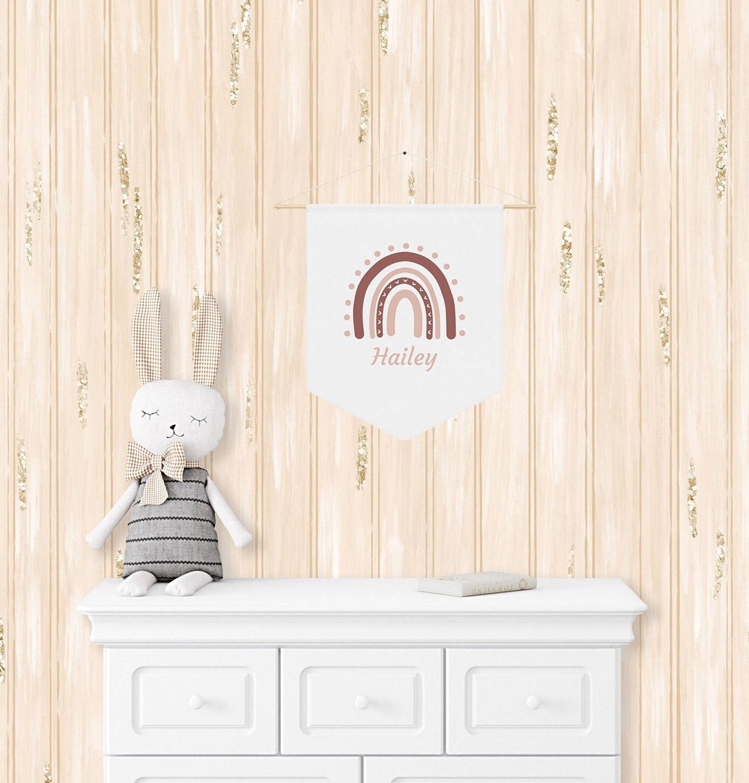 Personalized Wall Pennant Boho Rainbow Custom Name Banner Nursery Wall ...