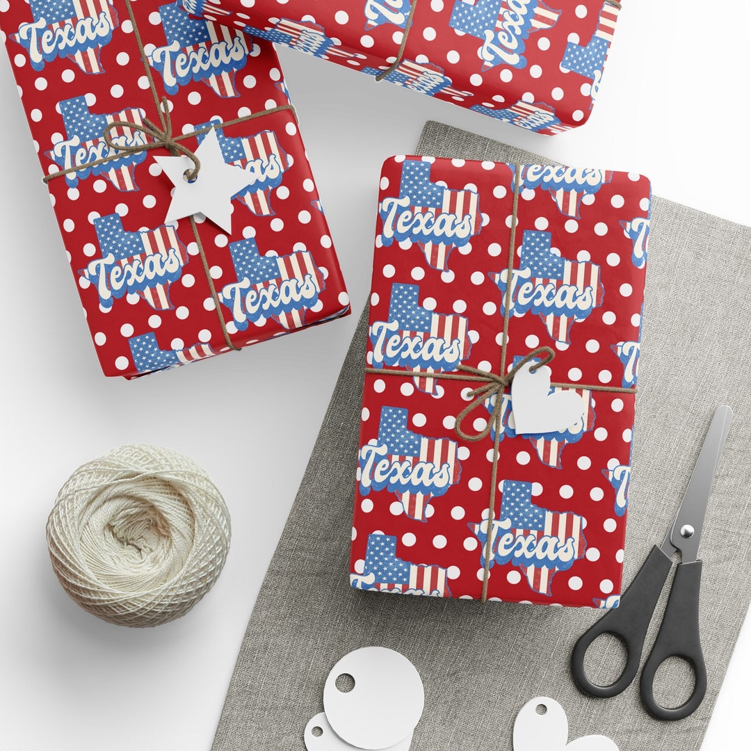 Polka Dot Texas Flag State Wrapping Paper Roll for Men Texas Gift Wrap ...