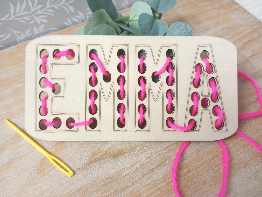 Custom Name Lacing Cards Wooden Lacing Toy for Kids Montessori Lacing ...