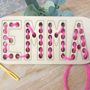 Custom Name Lacing Cards Wooden Lacing Toy for Kids Montessori Lacing ...
