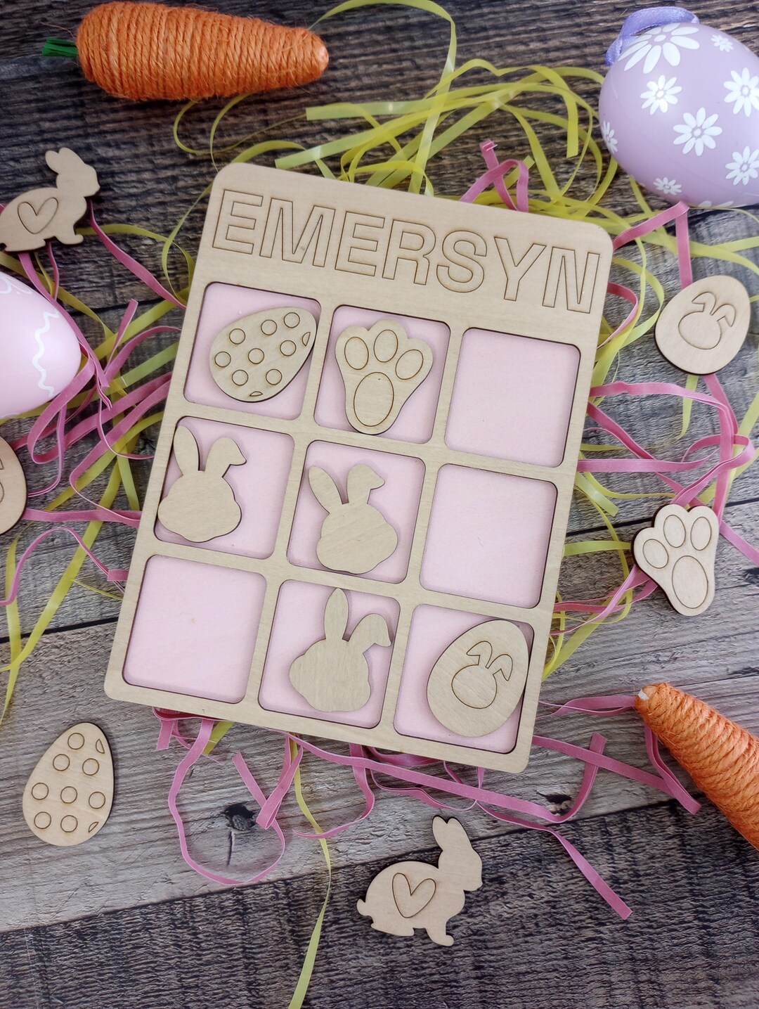 Custom Easter Tic Tac Toe Game for Kids Wooden Activity Easter Basket ...