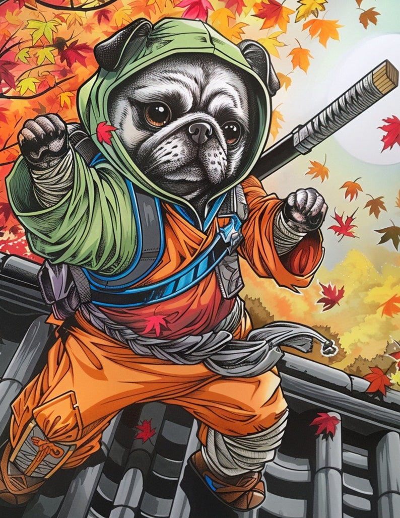 Pug Coloring Pages- Ninjas, Detectives, Sports & More. Pugs Living Life ...