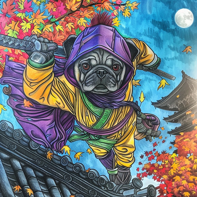 Printable Pug Ninja Coloring Pages, Fun Dog Art for Kids & Adults ...