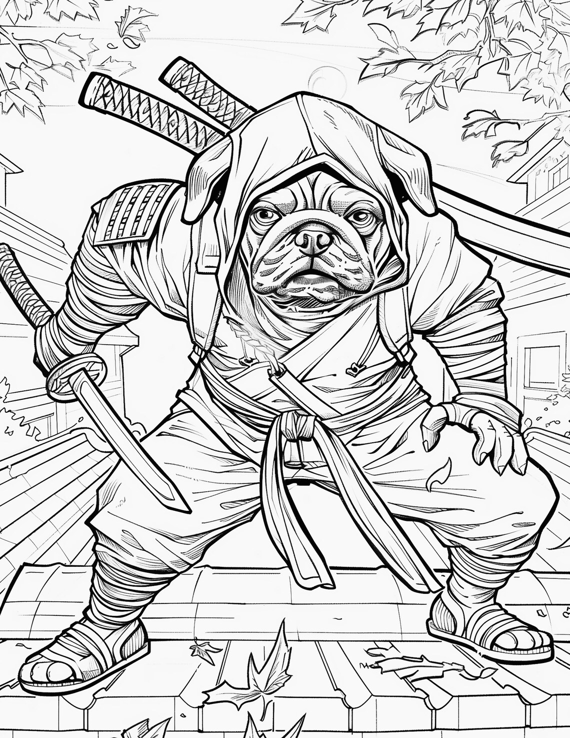 Printable Pug Ninja Coloring Pages, Fun Dog Art for Kids & Adults ...