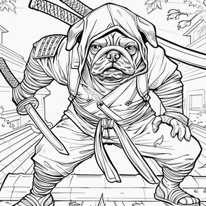 Printable Pug Ninja Coloring Pages, Fun Dog Art for Kids & Adults ...