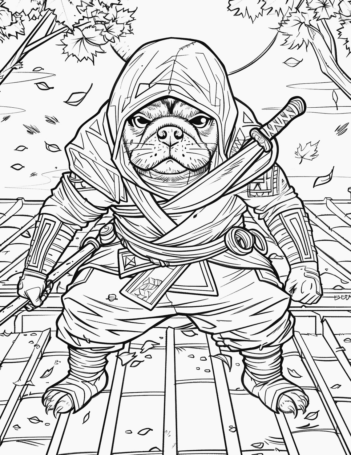 Printable Pug Ninja Coloring Pages, Fun Dog Art for Kids & Adults ...
