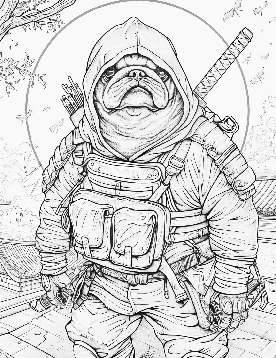 Printable Pug Ninja Coloring Pages, Fun Dog Art for Kids & Adults ...