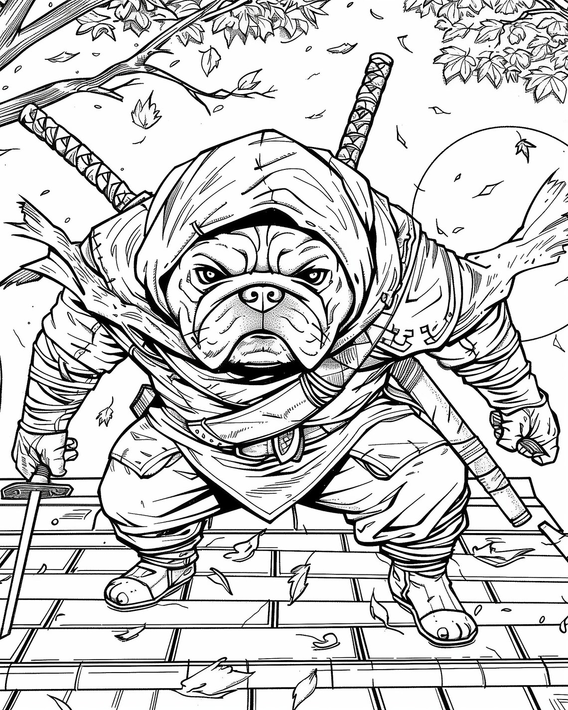 Printable Pug Ninja Coloring Pages, Fun Dog Art for Kids & Adults ...