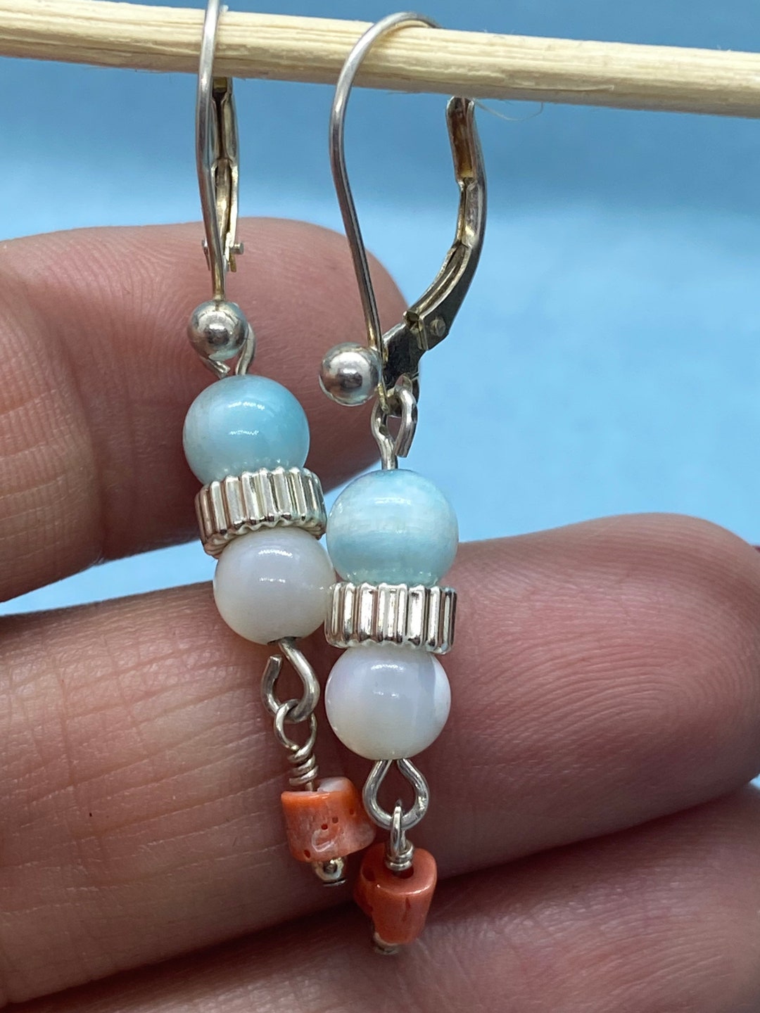 Sweet Simple Hemimorphite Mother of Pearl and Italian Red - Etsy