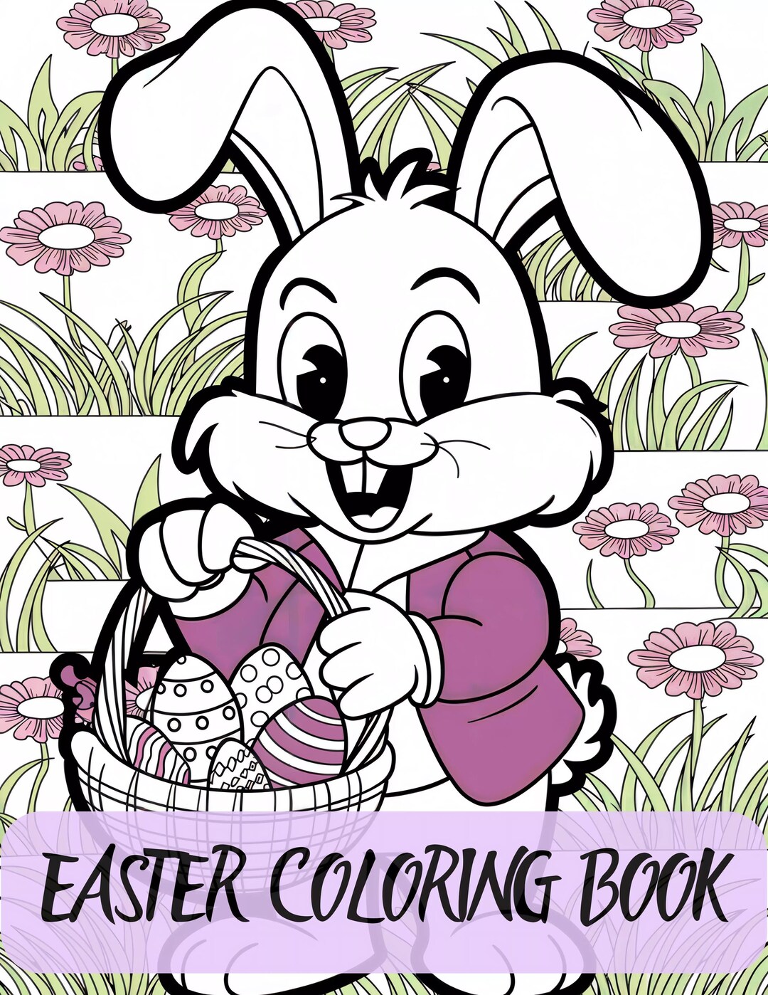 Easter Coloring Book: Bunny & Egg Designs (PNG, JPG Digital Download ...