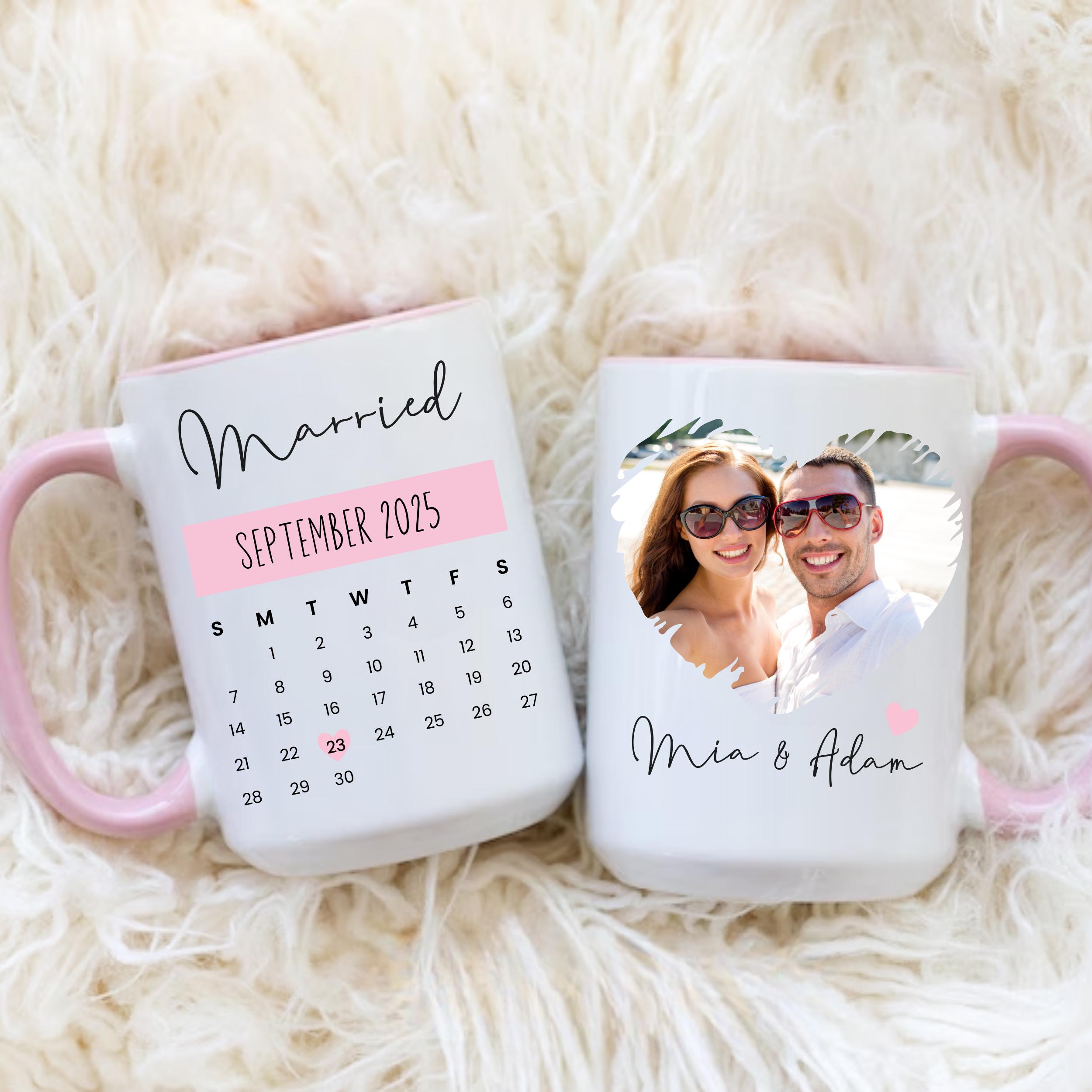 Personalized Married Calendar Mug Custom Photo Coffee Cup With Names ...
