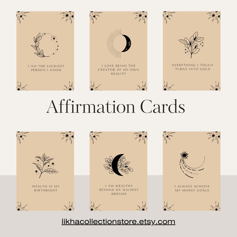 20 Editable Affirmation Cards: Digital Download Template. Positive ...