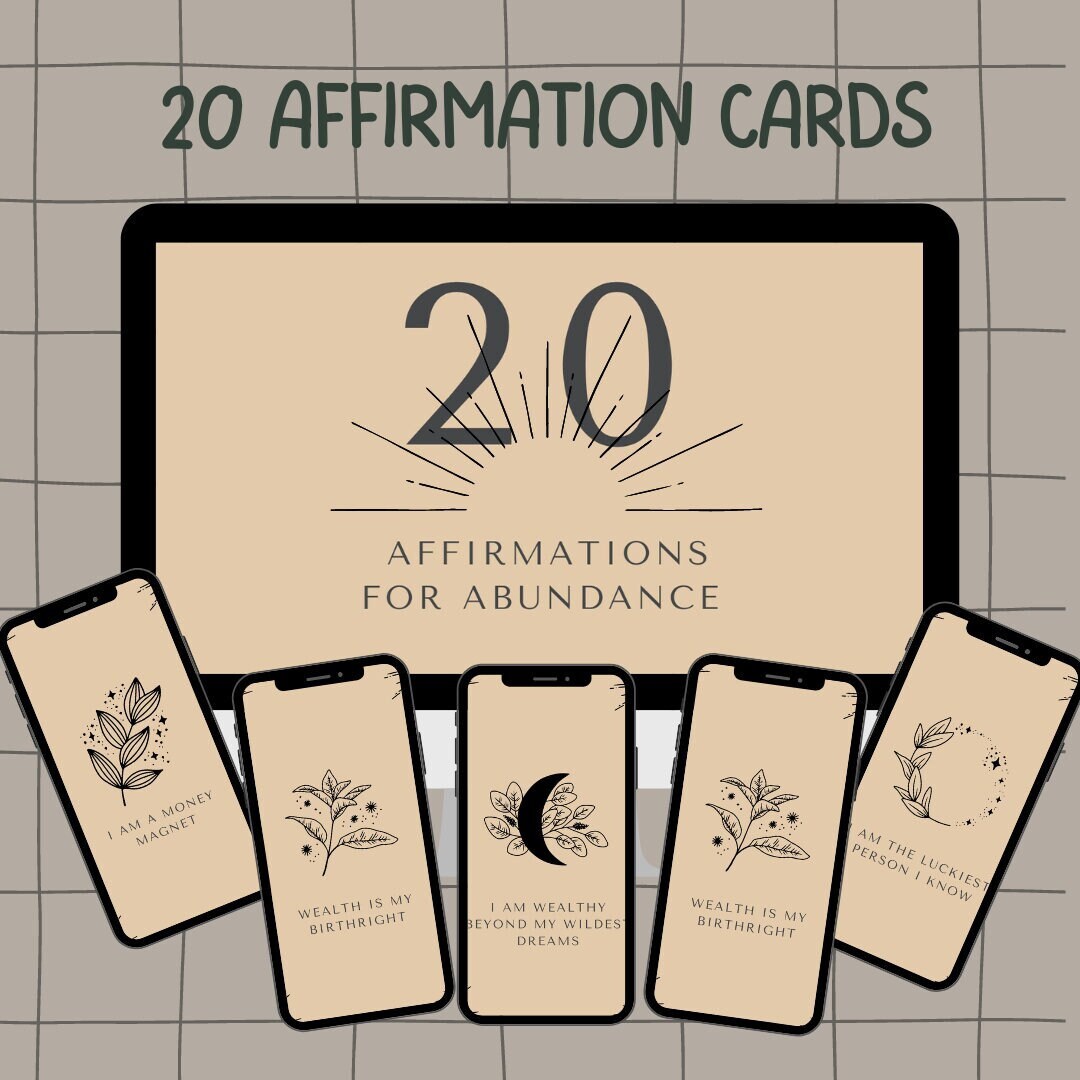 20 Editable Affirmation Cards: Digital Download Template. Positive ...