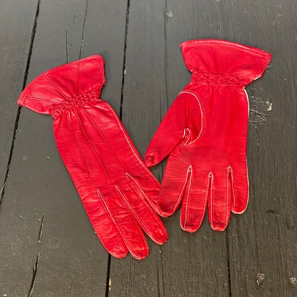 Red Leather Gloves - Etsy